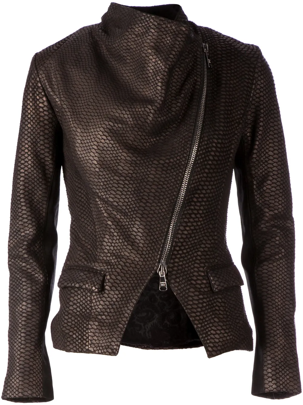 Giorgio Brato Snakeskin Effect Biker Jacket - Farfetch