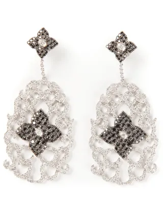 Elise Dray Diamond Floral Pavé Earrings | Metallic | FARFETCH AO