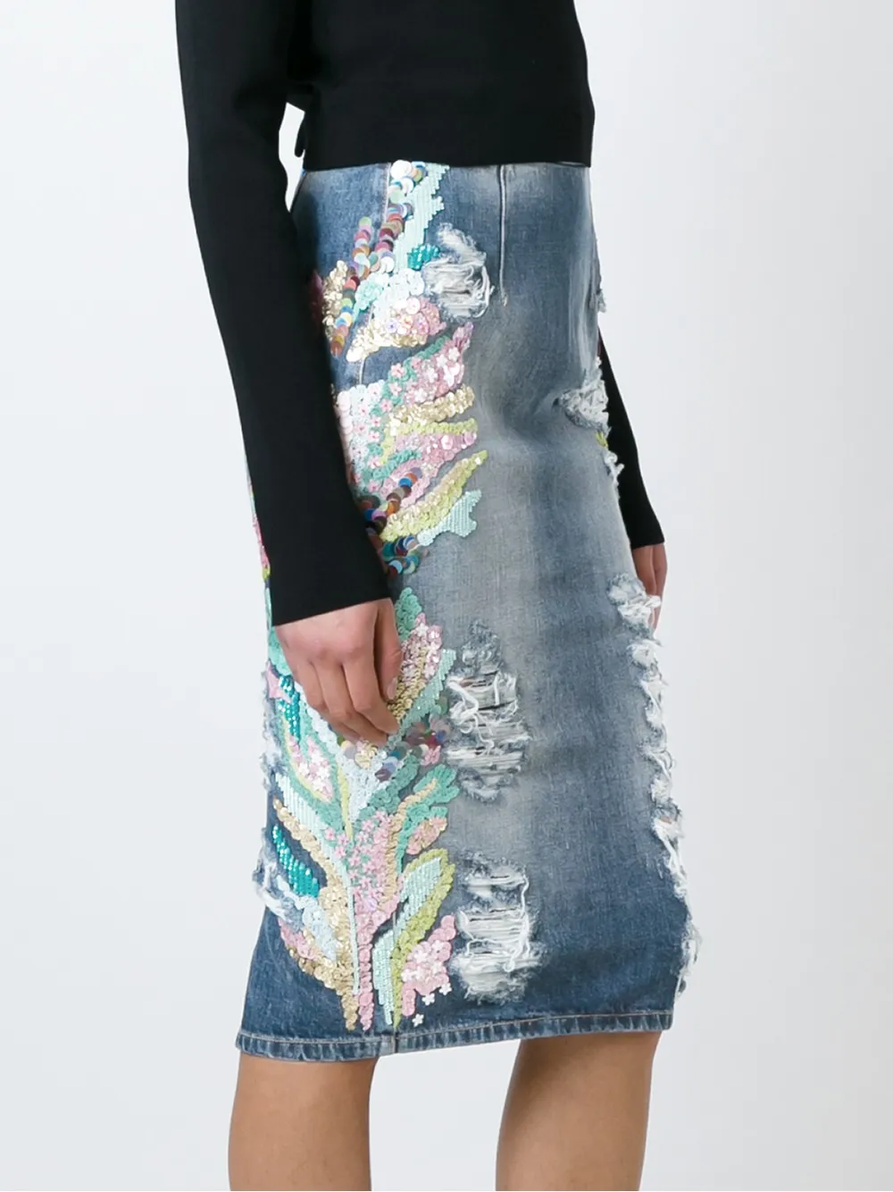 Marco Bologna Distressed Denim Pencil Skirt - Farfetch