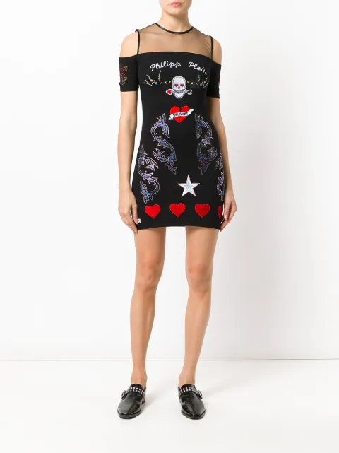 PHILIPP PLEIN Embellished Mini Dress | ModeSens