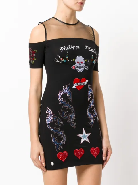 PHILIPP PLEIN Embellished Mini Dress | ModeSens