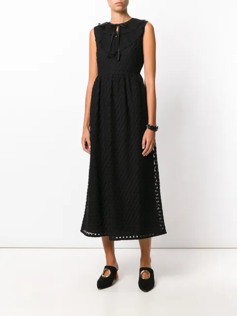 Red Valentino Embroidered Flared Midi Dress Modesens