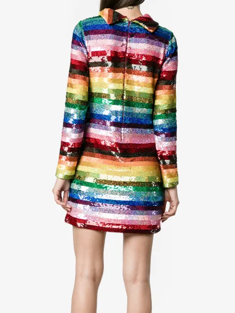 ASHISH Rainbow Sequinned Mini Dress in Blue | ModeSens