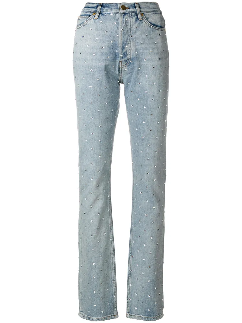 Alexandre Vauthier Embellished Straight Leg Jeans | ModeSens