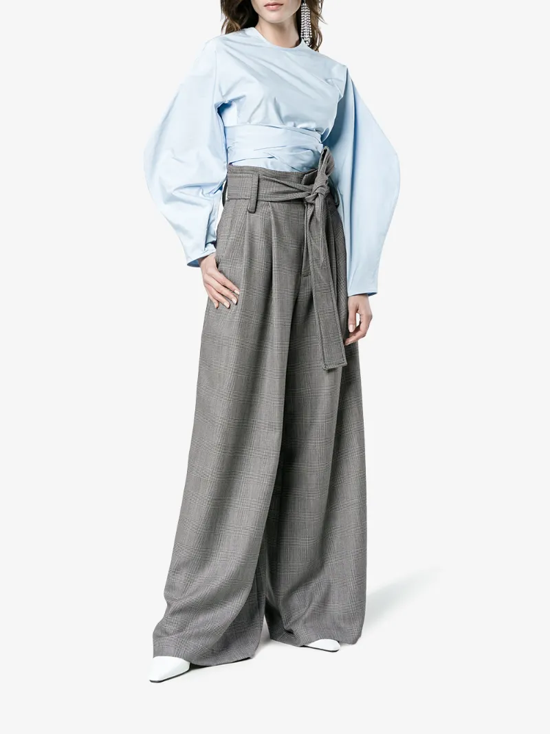 WRIGHT LE CHAPELAIN OXFORD BAGS CHECK TROUSERS, BLACK | ModeSens