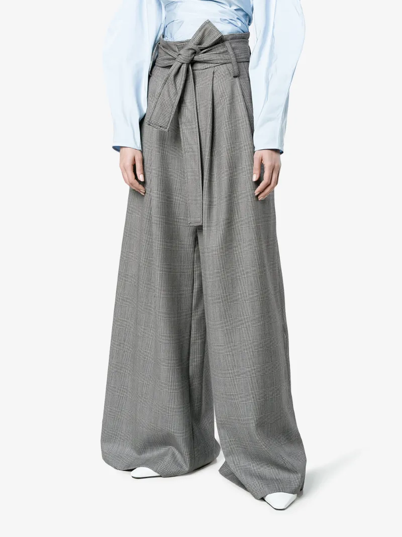 WRIGHT LE CHAPELAIN OXFORD BAGS CHECK TROUSERS, BLACK | ModeSens