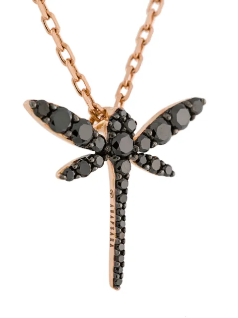 Anapsara 18kt Rose Gold And Black Diamond Dragonfly Pendant Necklace ...