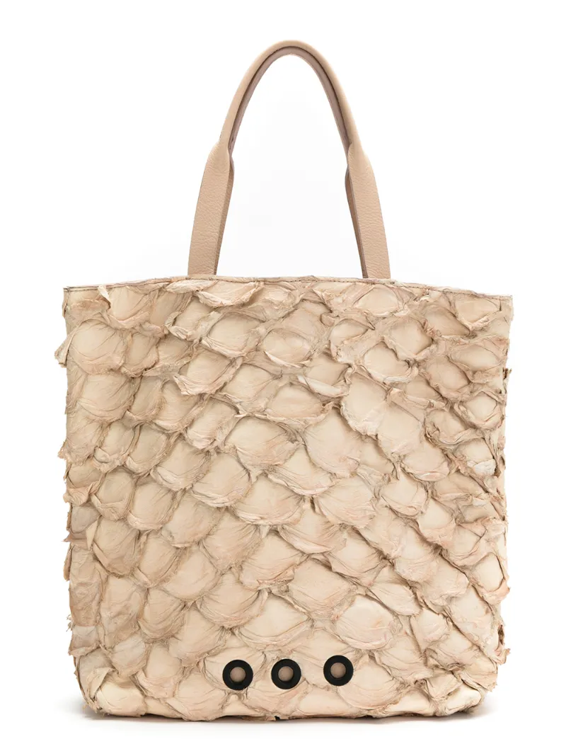 Osklen Pirarucu Leather Tote In Nude & Neutrals