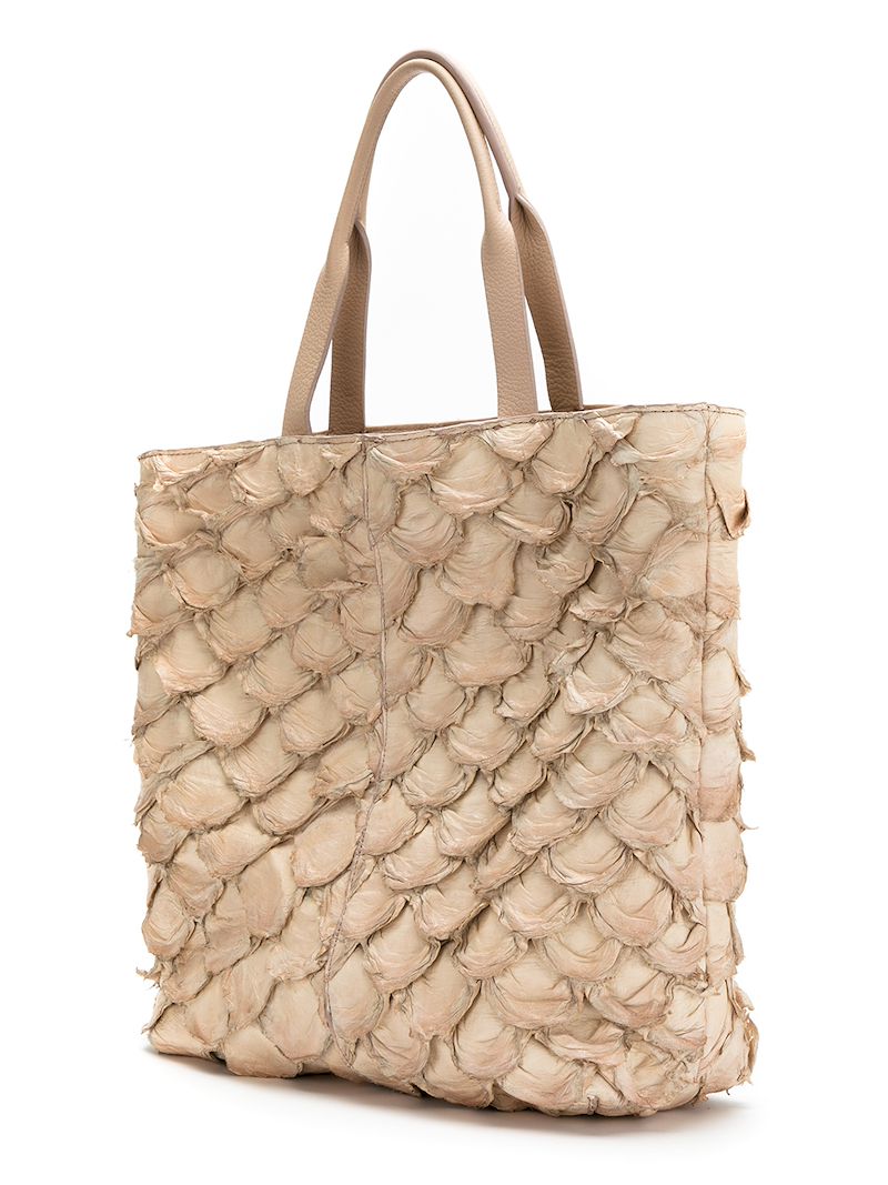 Osklen Pirarucu Leather Tote In Nude & Neutrals