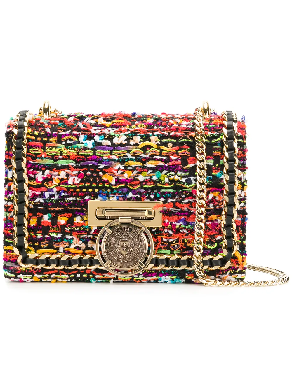 Balmain B Box Tweed Shoulder Bag - Multicolour | ModeSens