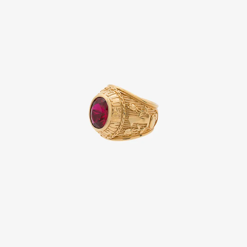 Ambush Gold Class Ring With Faux Ruby In Metallic | ModeSens