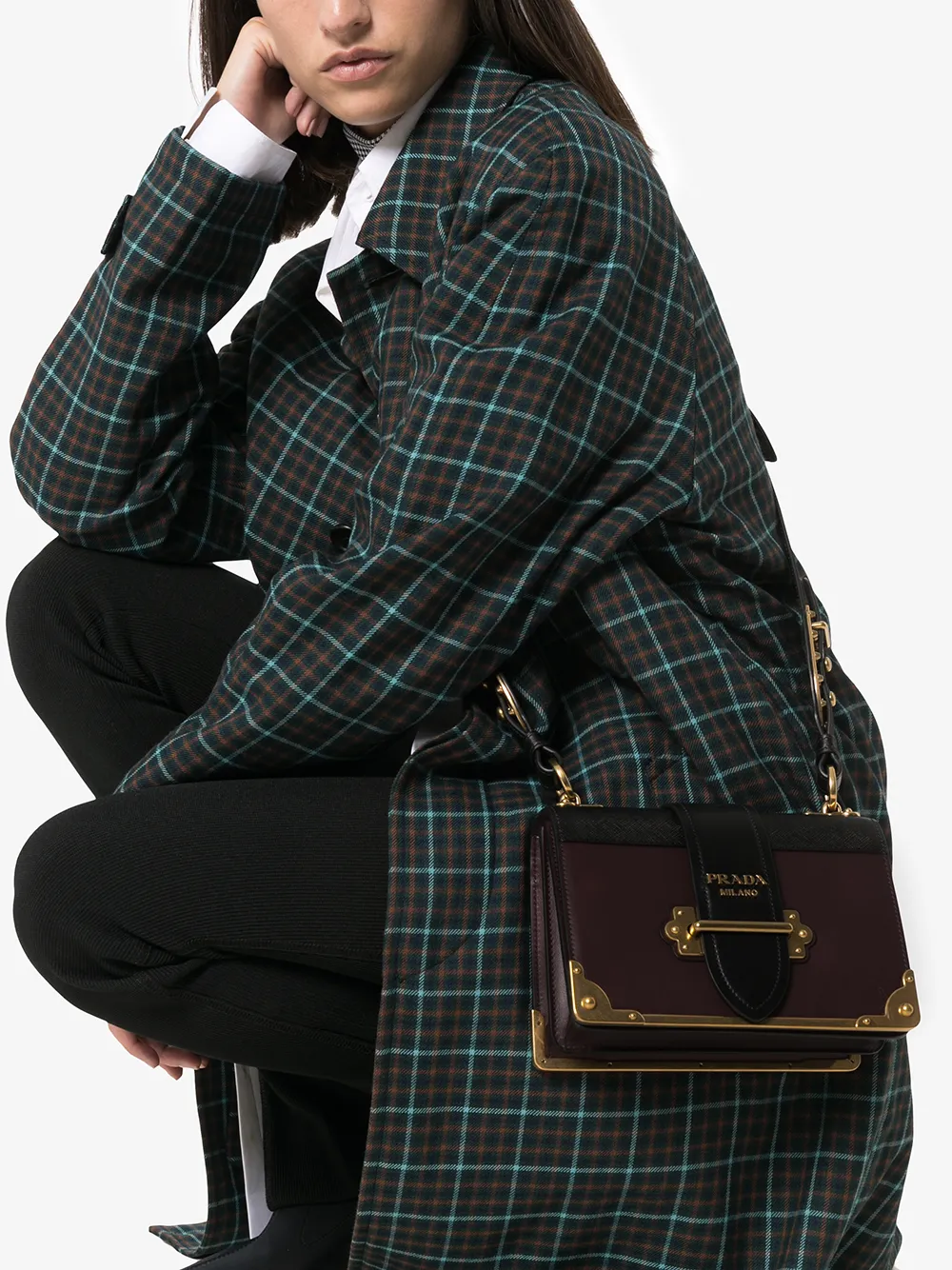 Prada Cahier Mini Crossbody Bag Red ' Black | semashow.com