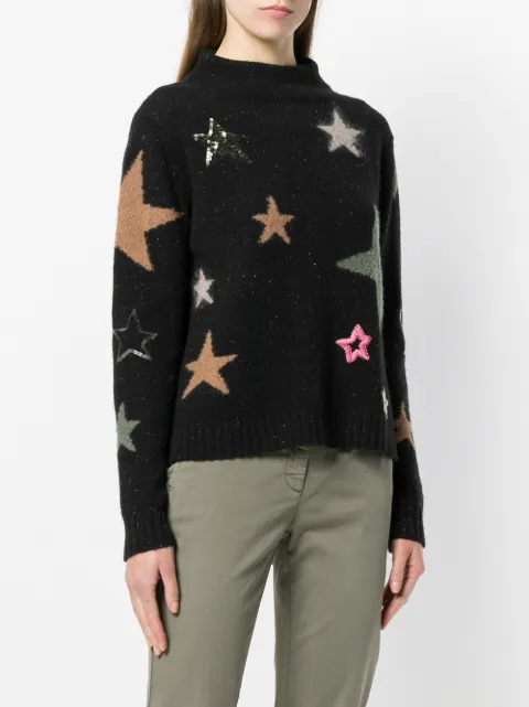 Luisa Cerano Star Knit Sweater - Black | ModeSens