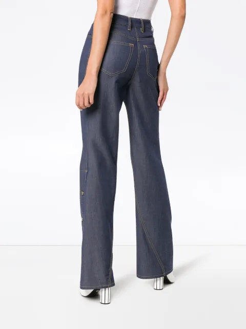 Shop Wright Le Chapelain button detail flared jeans with Express ...