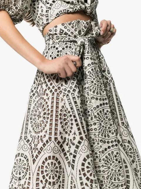 Lisa Marie Fernandez eyelet full waist tie midi skirt $341 - Shop SS19 ...