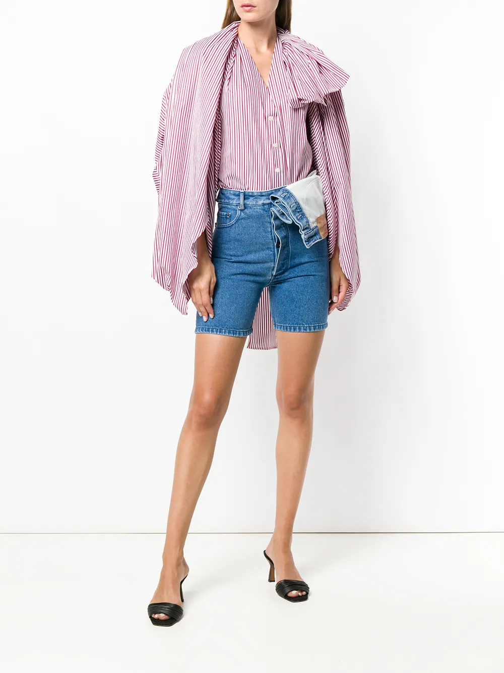 Y / Project Draped Waist Denim Shorts - Farfetch