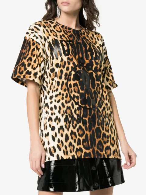 Moschino Logo Leopard Print T Shirt