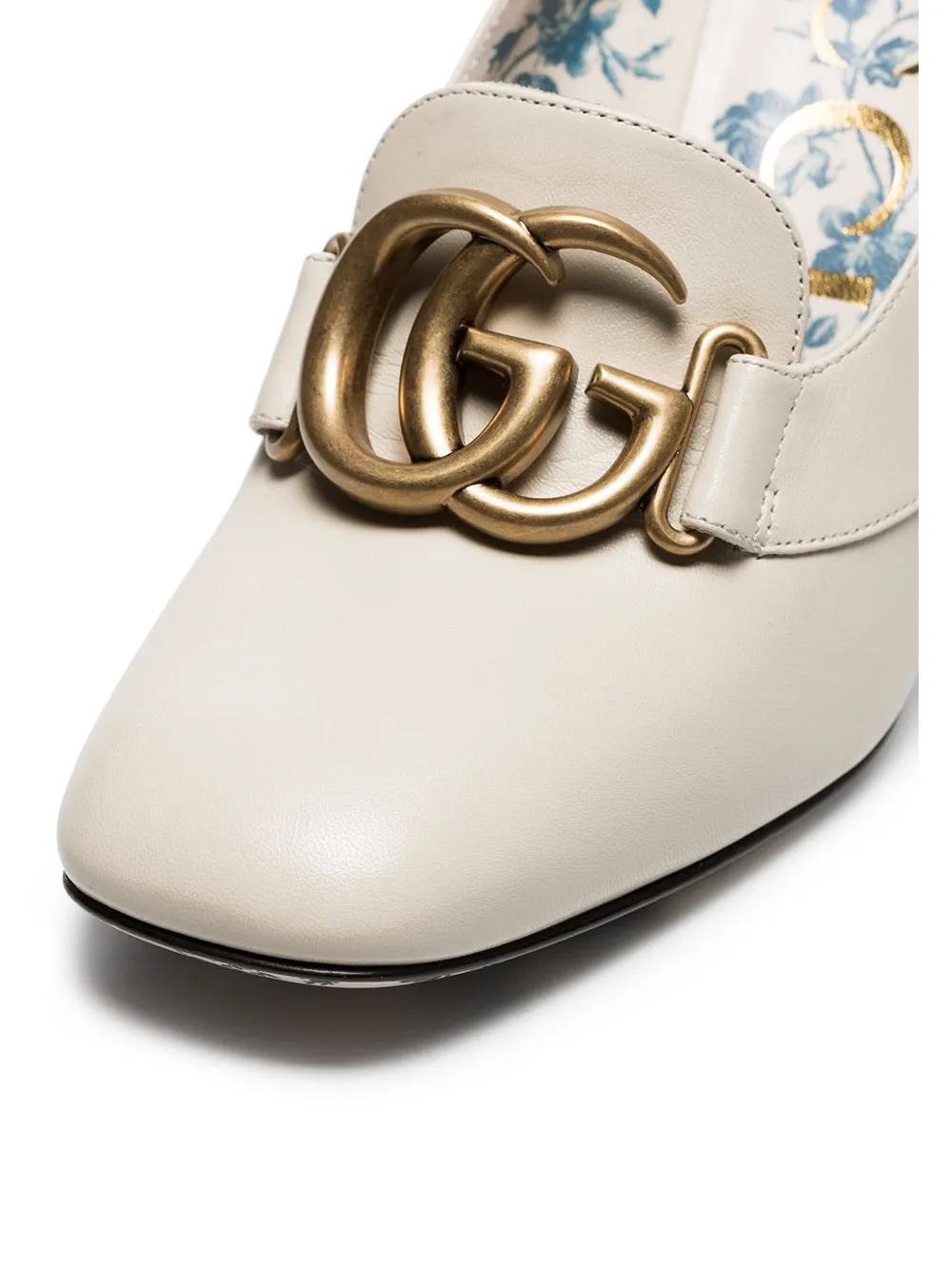 Gucci White Victoire 95 GG Buckle Loafer Heels - Farfetch