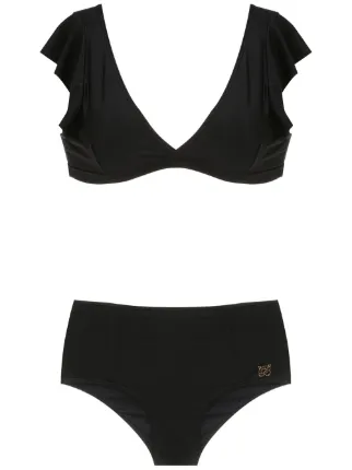 Brigitte Ruffled Bikini Set | Black | FARFETCH HK