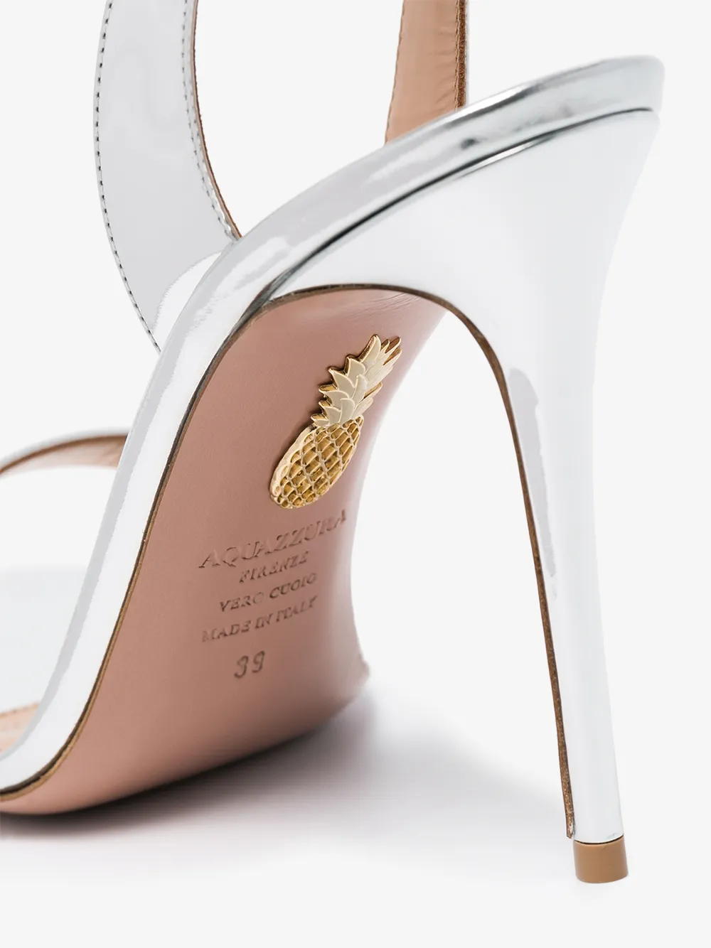 Aquazzura Women's So Nude Metallic Leather Slingback Sandals In Silver ...