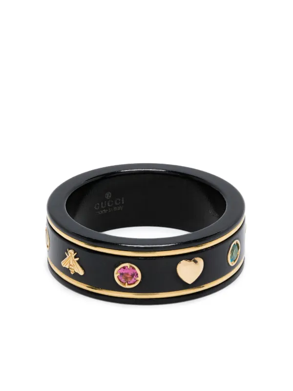 Gucci 18kt Icon Gelbgoldring Mit Topas Schwarz FARFETCH DE
