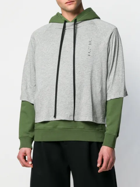 Shop green UNRAVEL PROJECT layered hoodie with Express Delivery - Farfetch