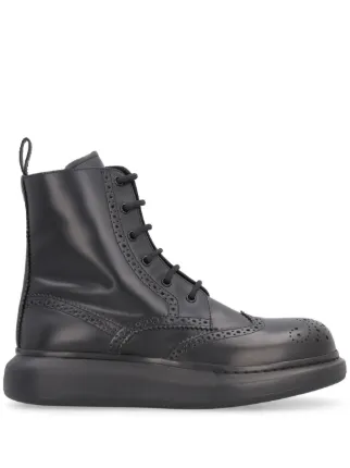 Alexander McQueen Leather Combat Boots | Black | FARFETCH LT
