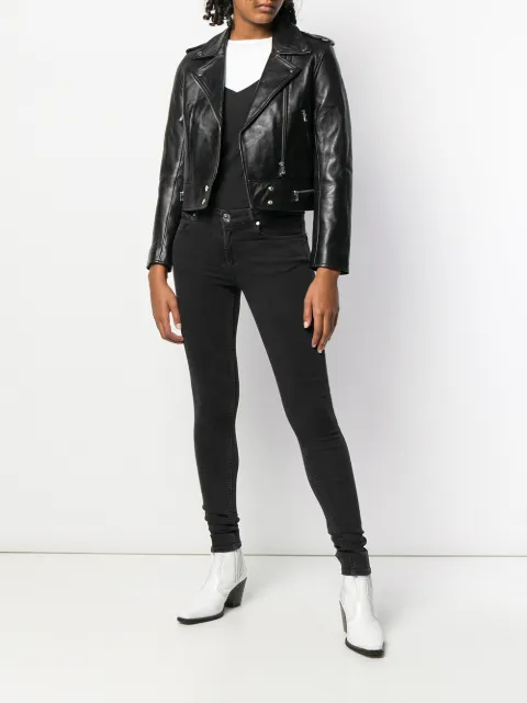 SANDRO cropped biker jacket - FARFETCH