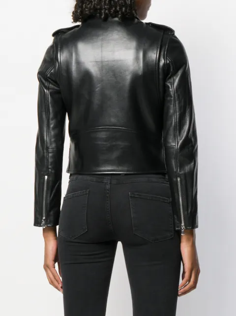 SANDRO cropped biker jacket - FARFETCH