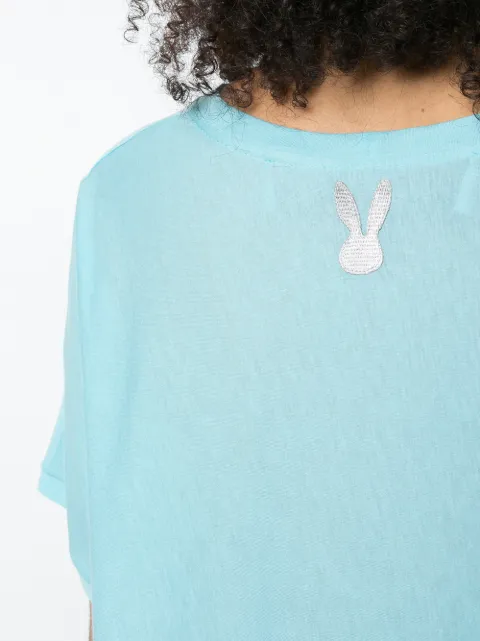 Shop blue Gloria Coelho ribbed plain T-shirt with Express Delivery ...