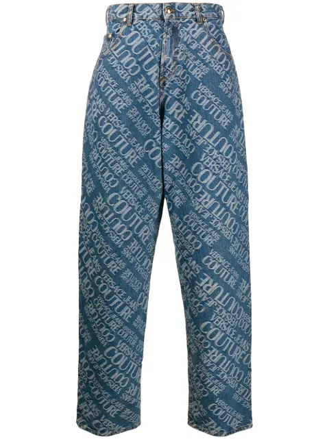 Versace Jeans Couture Logo Print wide-leg Jeans - Farfetch