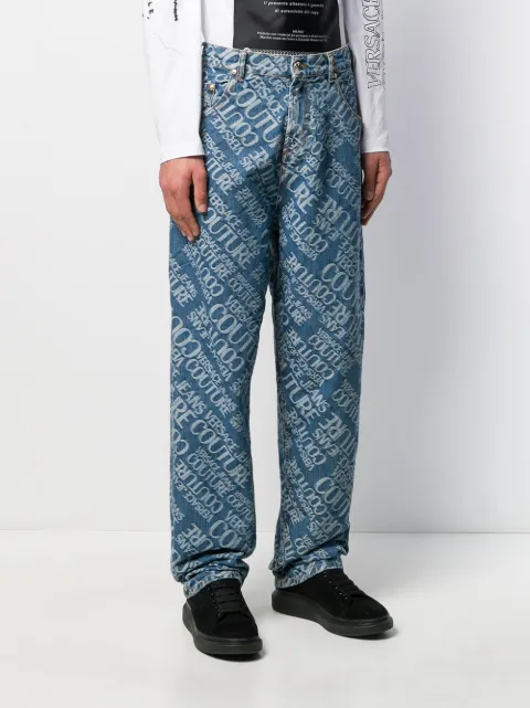 Versace Jeans Couture Logo Print wide-leg Jeans - Farfetch