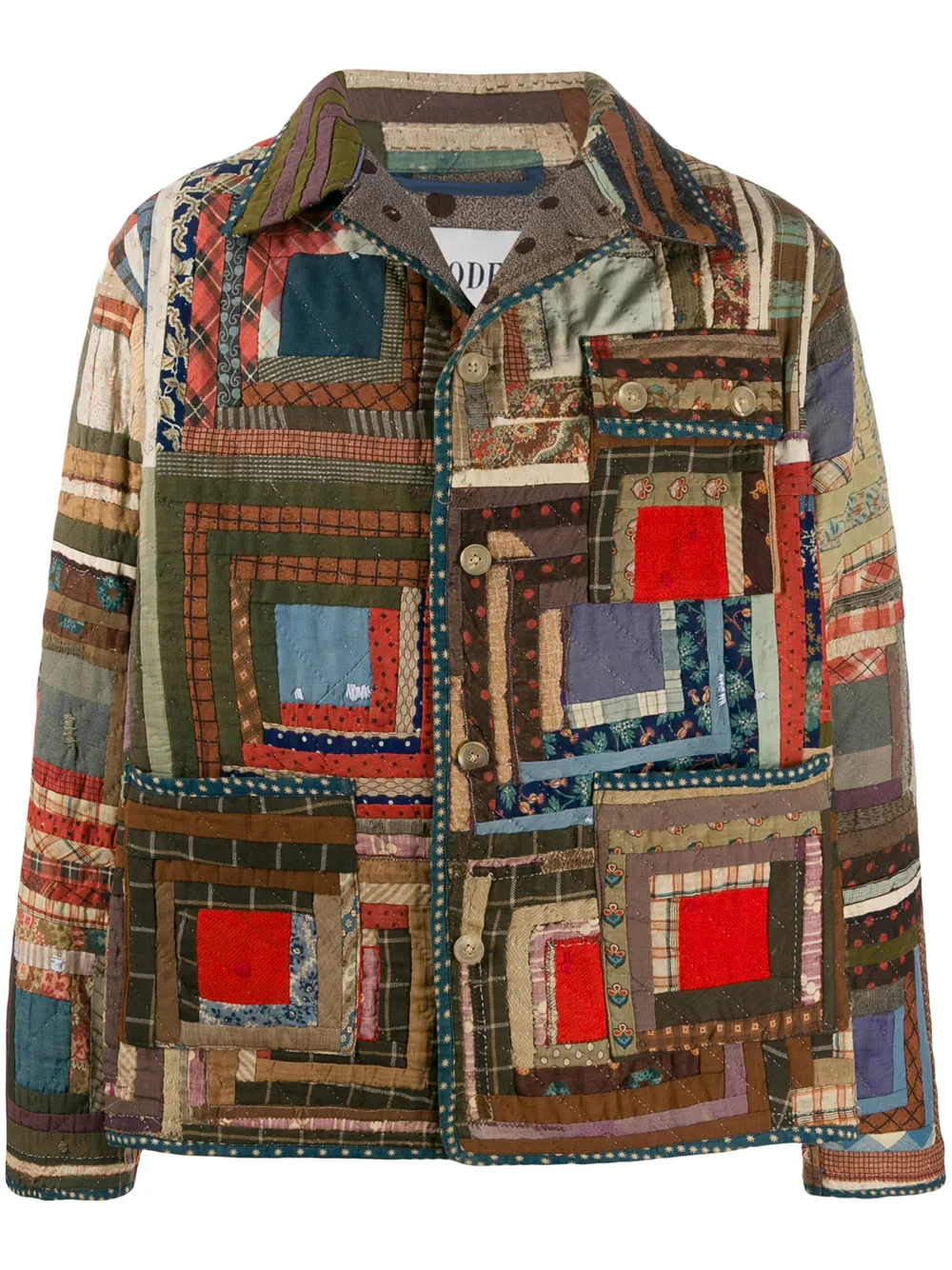 Bode Log Cabin Quilted Jacket In Brown | ModeSens