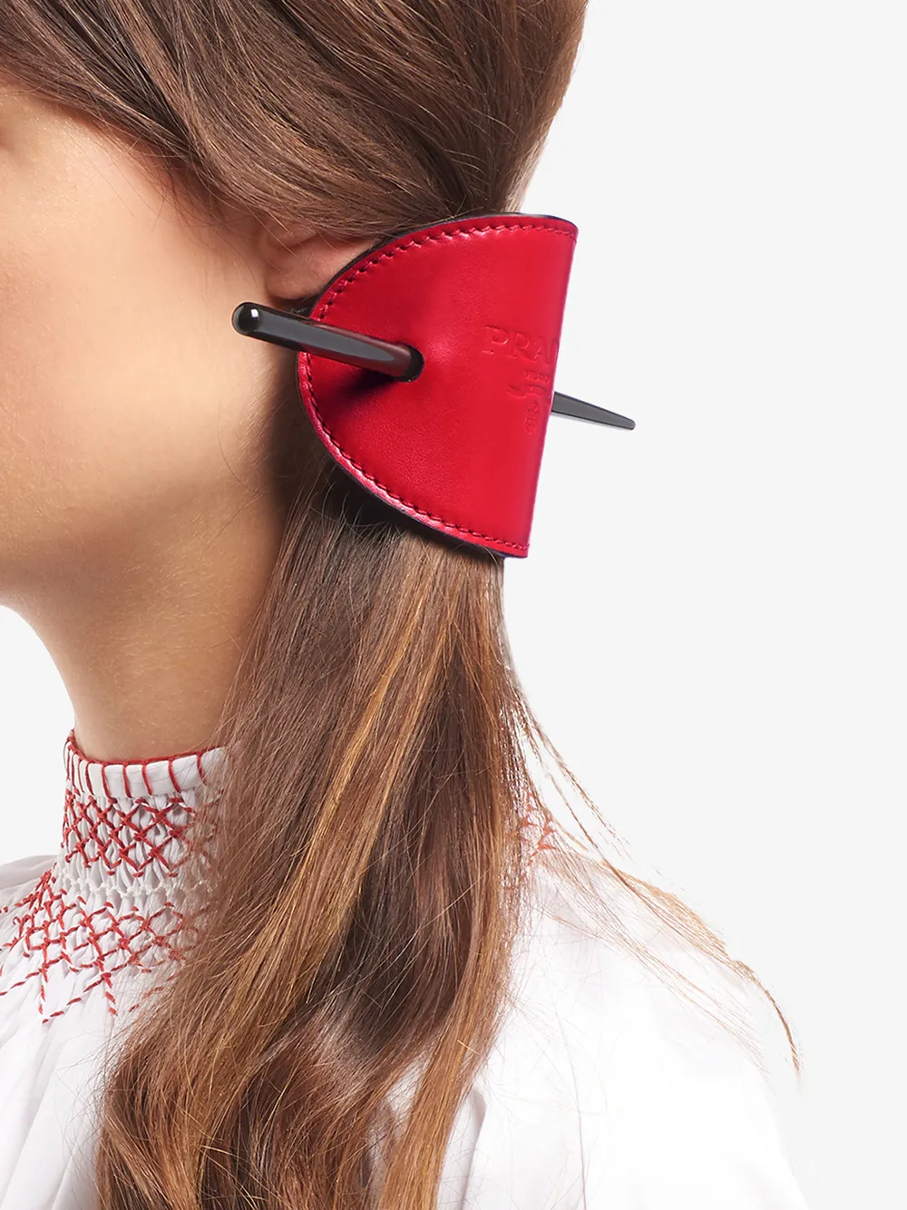 Prada Logo Stick Barette | Red | FARFETCH UK