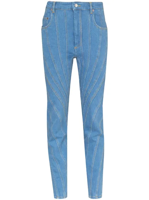 Mugler Ribbed Panel straight-leg Jeans - Farfetch