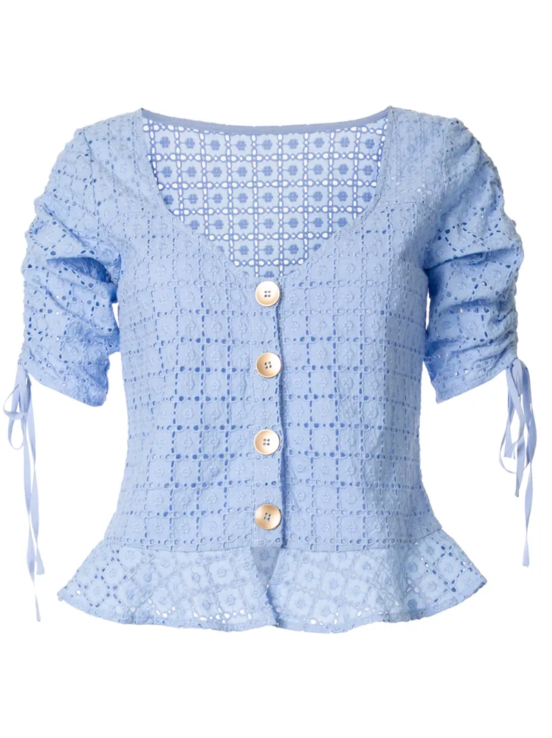We Are Kindred Vienna Crochet Blouse In Blue | ModeSens