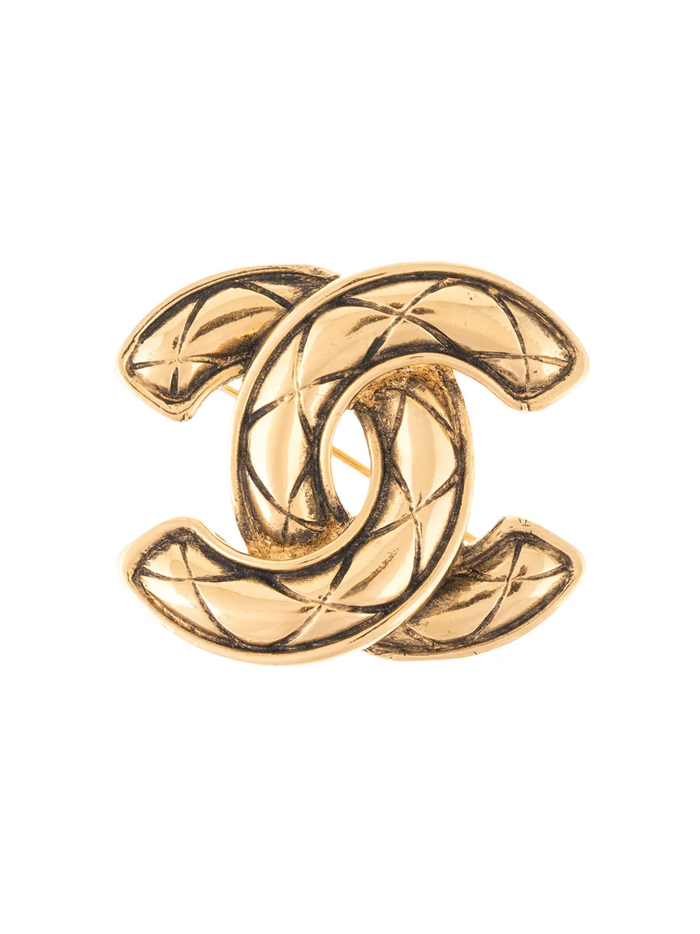 Pre-owned Chanel Diamond Quilted Cc Brooch In 金色 | ModeSens