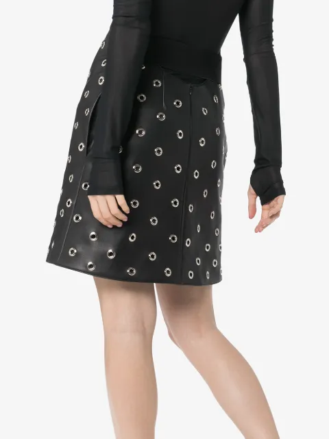 We11done eyelet-embellished Faux Leather Mini Skirt - Farfetch