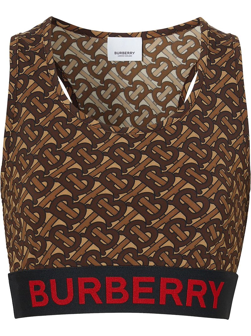 Burberry monogram print cropped top brown | MODES