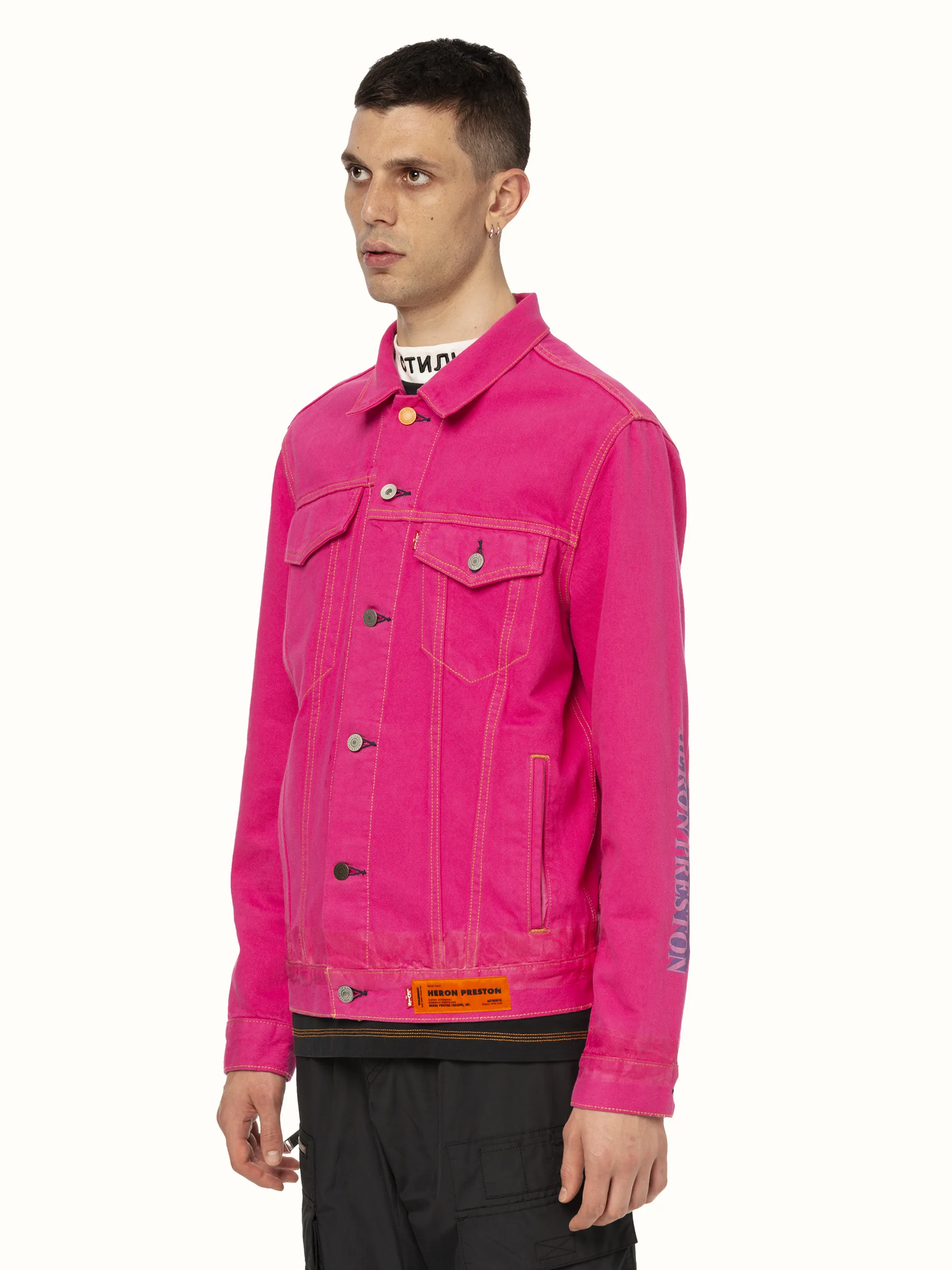 logo print denim jacket | HERON PRESTON® Official Site