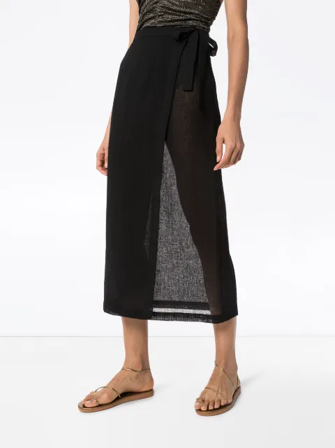 Shop black Lisa Marie Fernandez wrap midi skirt with Express Delivery ...