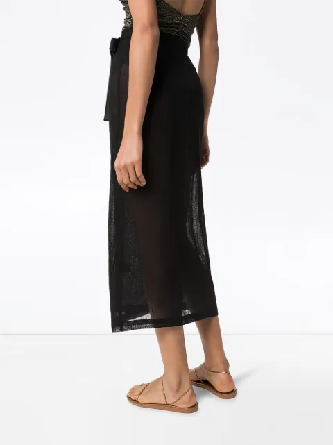 Shop black Lisa Marie Fernandez wrap midi skirt with Express Delivery ...