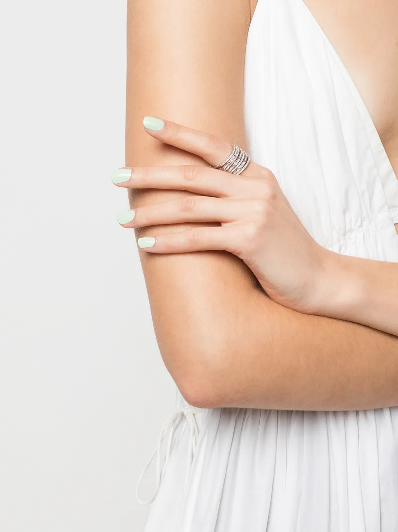 David Yurman 18kt White Gold Diamond Stackable Ring In Silver | ModeSens