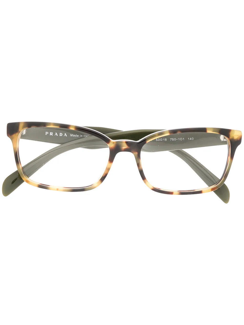 Prada Rectangular-frame Logo Glasses In Green | ModeSens