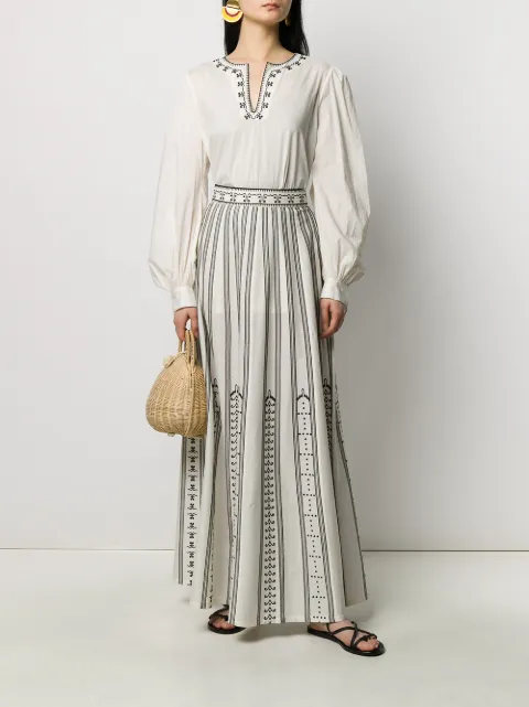 Le Sirenuse Contrasting Collar Kaftan Blouse - Farfetch