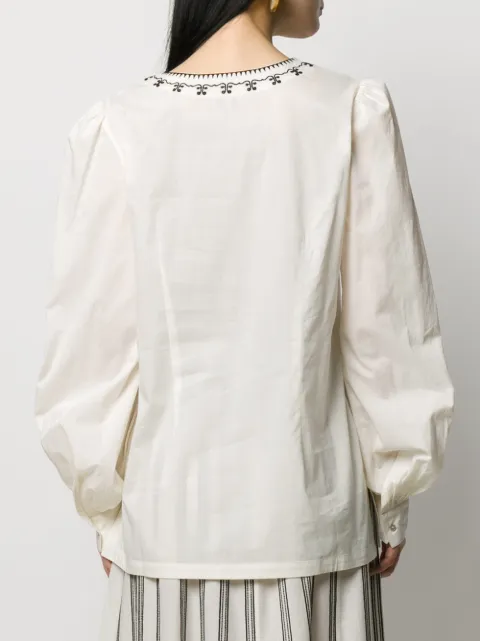 Le Sirenuse Contrasting Collar Kaftan Blouse - Farfetch