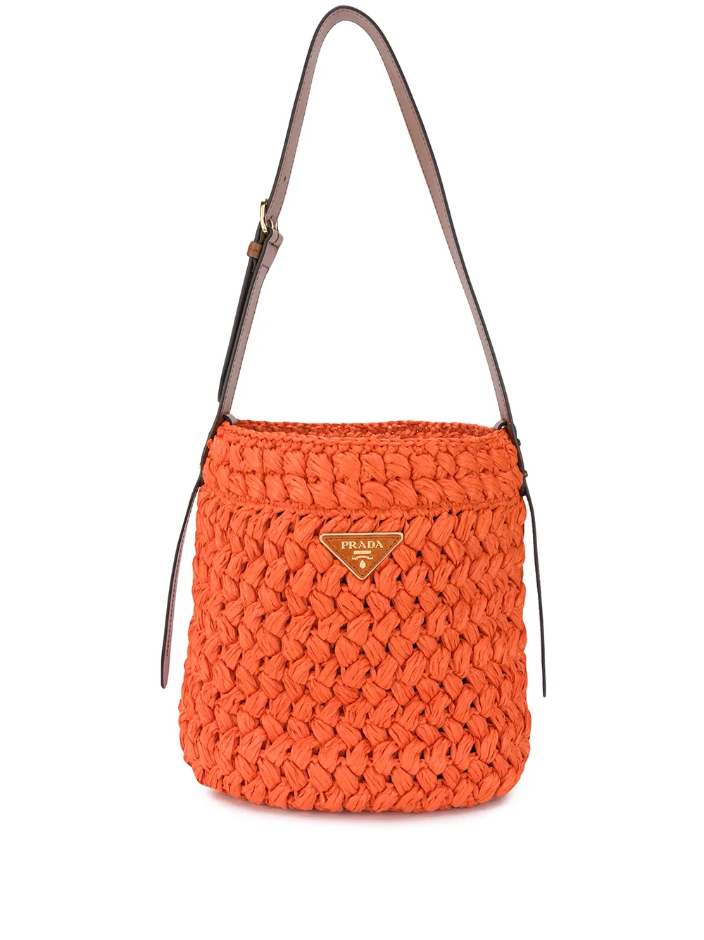 Prada Raffia Weave Bucket Bag In Orange | ModeSens