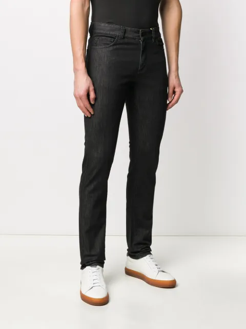 Canali black mid-rise slim-fit jeans for men | PY0067193721N at ...