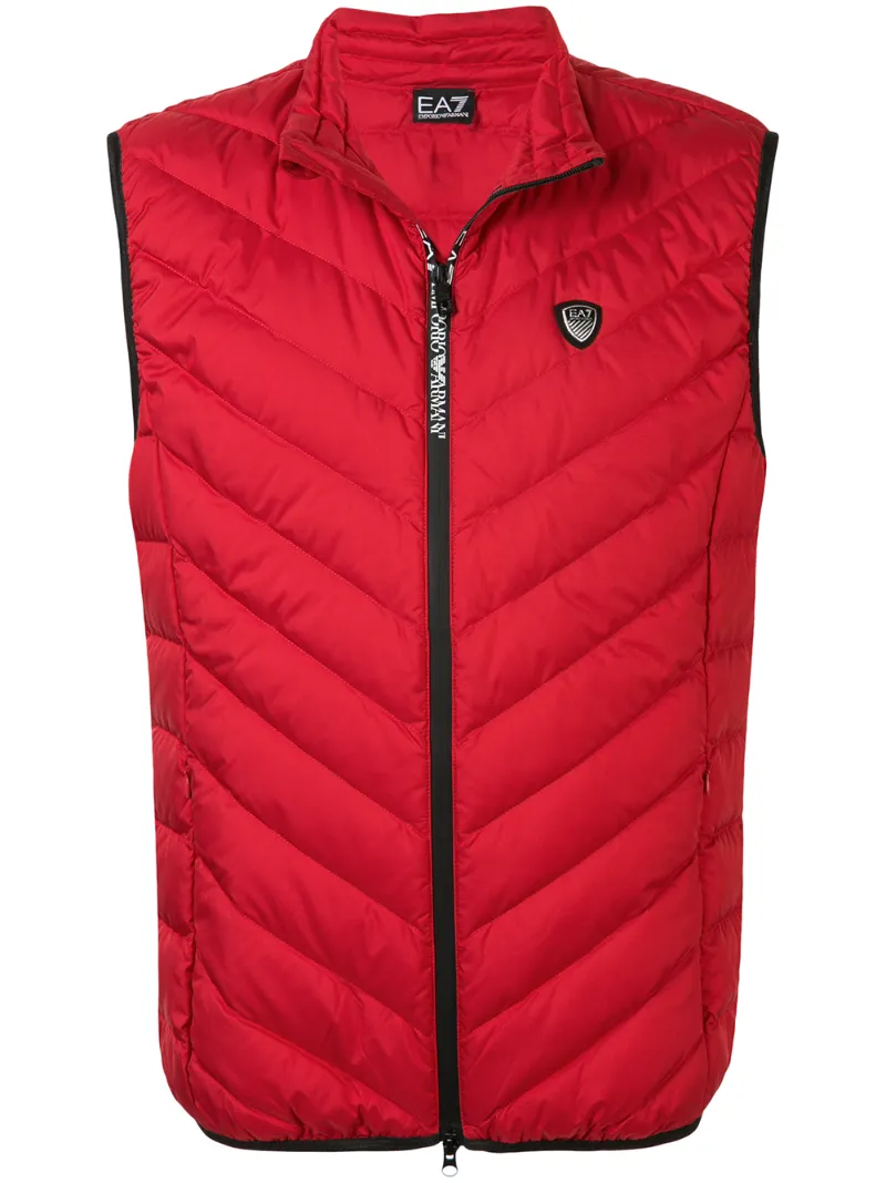 Ea7 Sleeveless Core Shield Gilet In Red | ModeSens