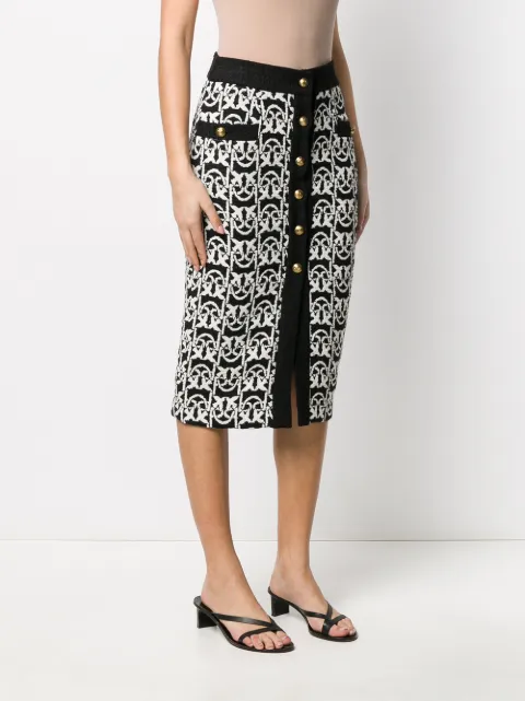 PINKO Tweed Monogram mid-length Skirt - Farfetch